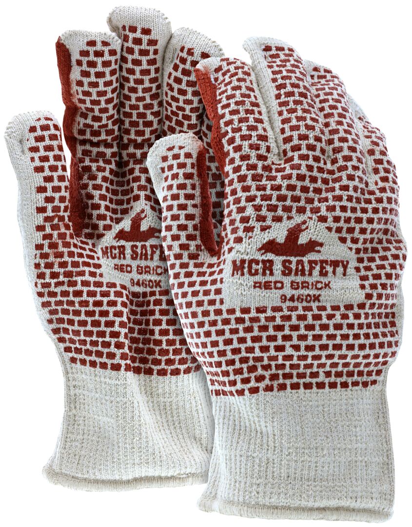 MCR Red Brick Terrycloth Work Glove, Heavy Weight, 2-Ply, Nitrile Dots ...