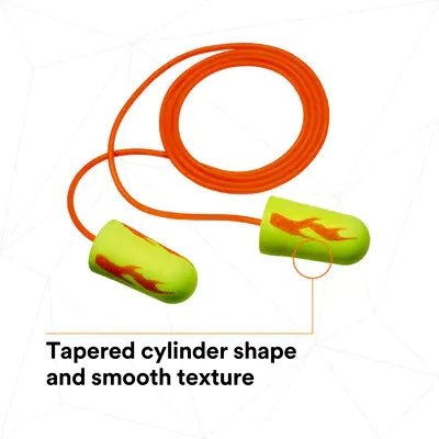 3M E-A-R Yellow Neon Blasts Earplugs 311-1252, Corded, 100 Pair / Box ...