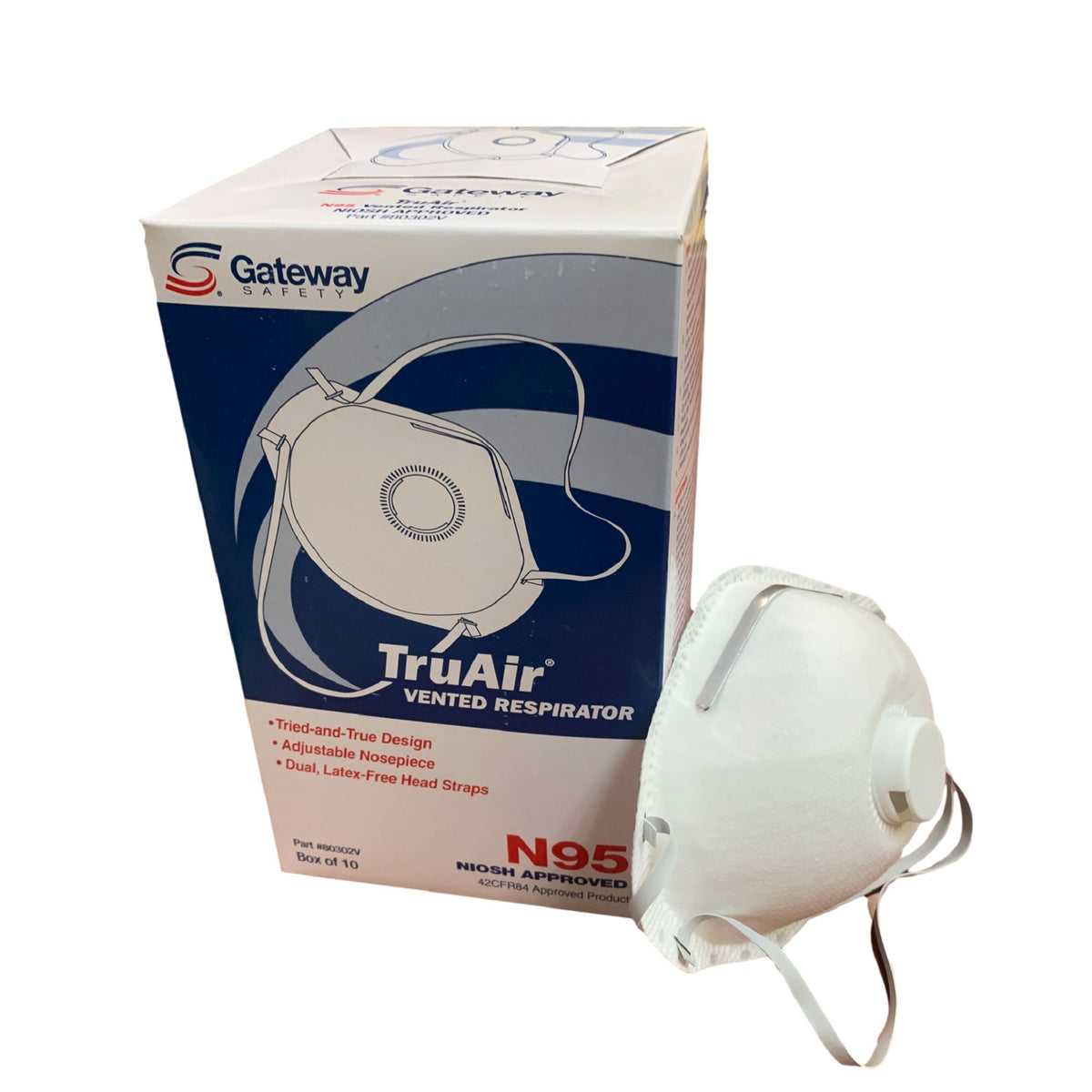 Gateway Safety TruAir Vented N95 Particulate Respirator Mask, 10/Box w ...