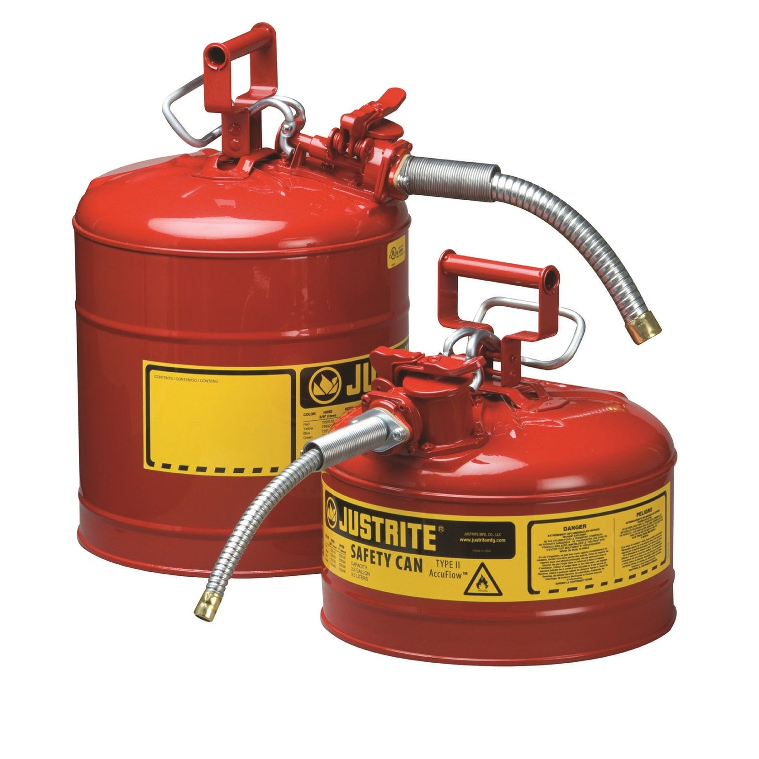 Justrite 7250130 Type II AccuFlow Steel Safety Can for Flammables, 5 G ...